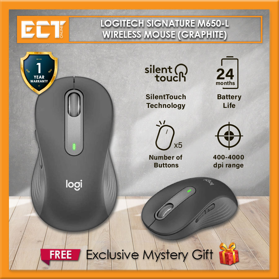 Logitech Signature M650-L Wireless Mouse (Graphite)